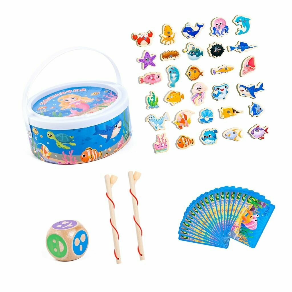 Рыболовный набор на тему океана из магнитного дерева для детей включает в себя рыбу и аксессуары улучшения координации творческих способностей