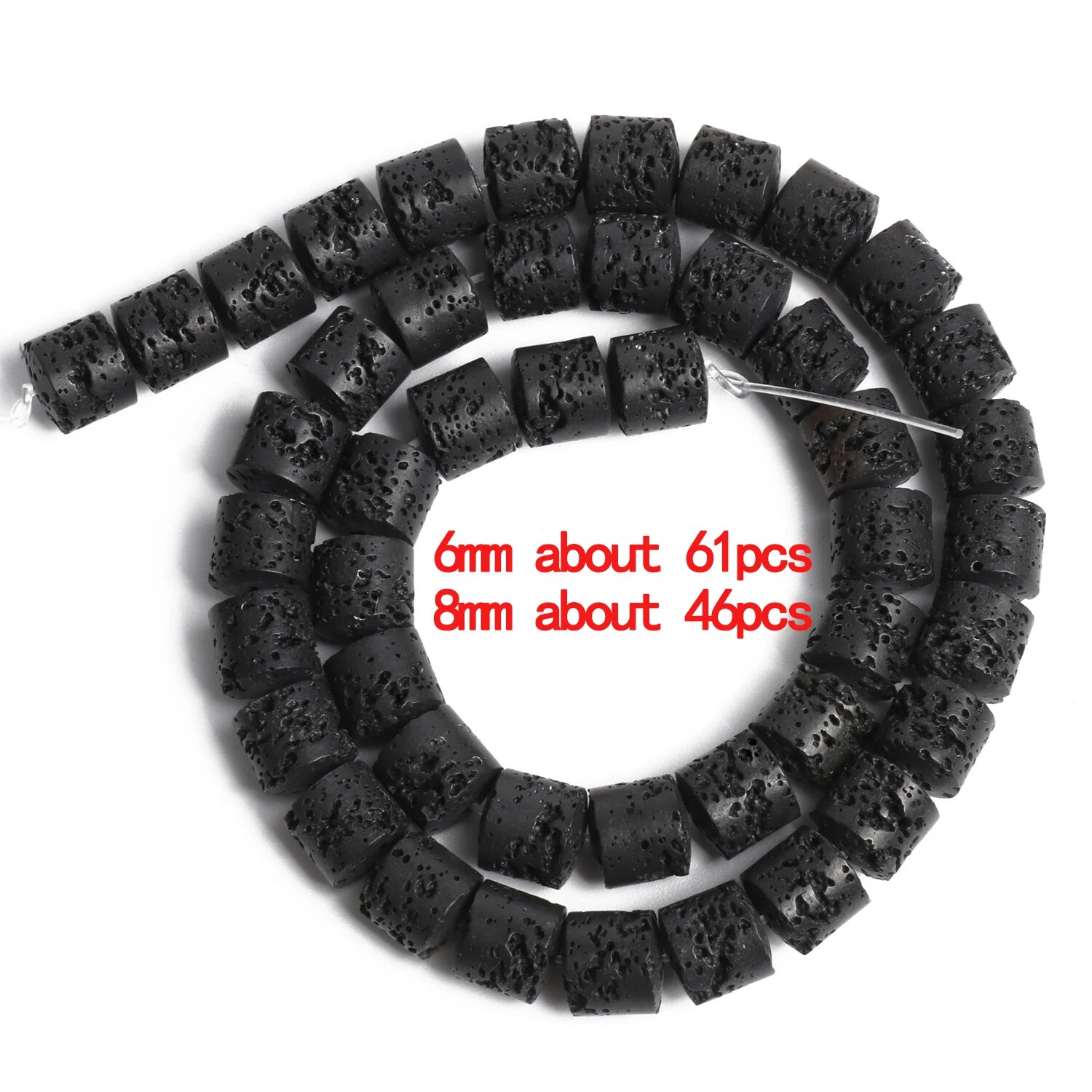 Черные бусины из вулканической лавы Xilitata Черный, Type26-6mm column