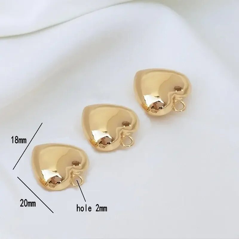 Подвески сердце из латуни 14-каратного золотого цвета Florainer Tina 6PCS, Style 3