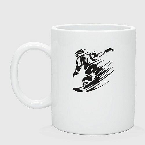 Сноубордист черный силуэт Керамическая кружка
