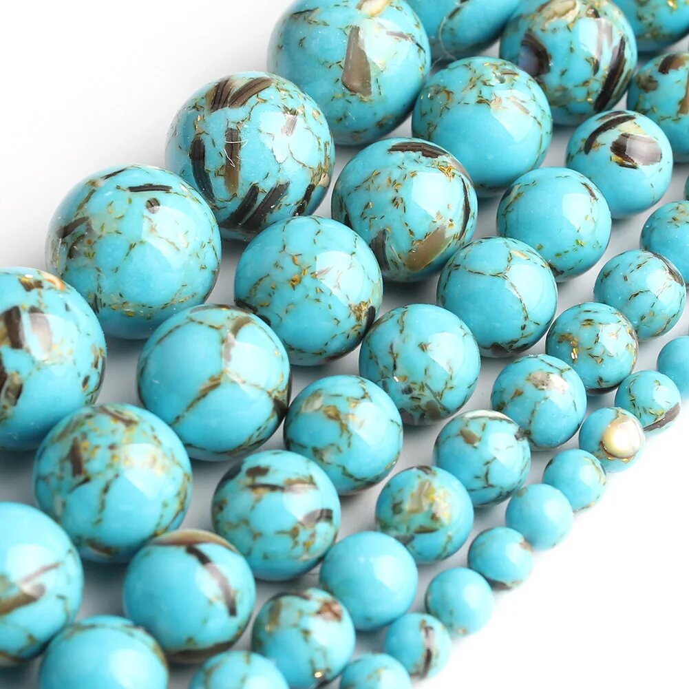 Бусины из бирюзы HOWLITE LASOFAMIRE 4-12 мм