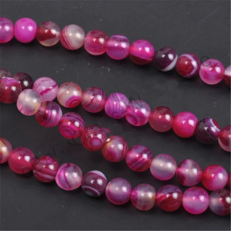 Бусины из агата Stripe Agate, фиолетовые, 10 мм