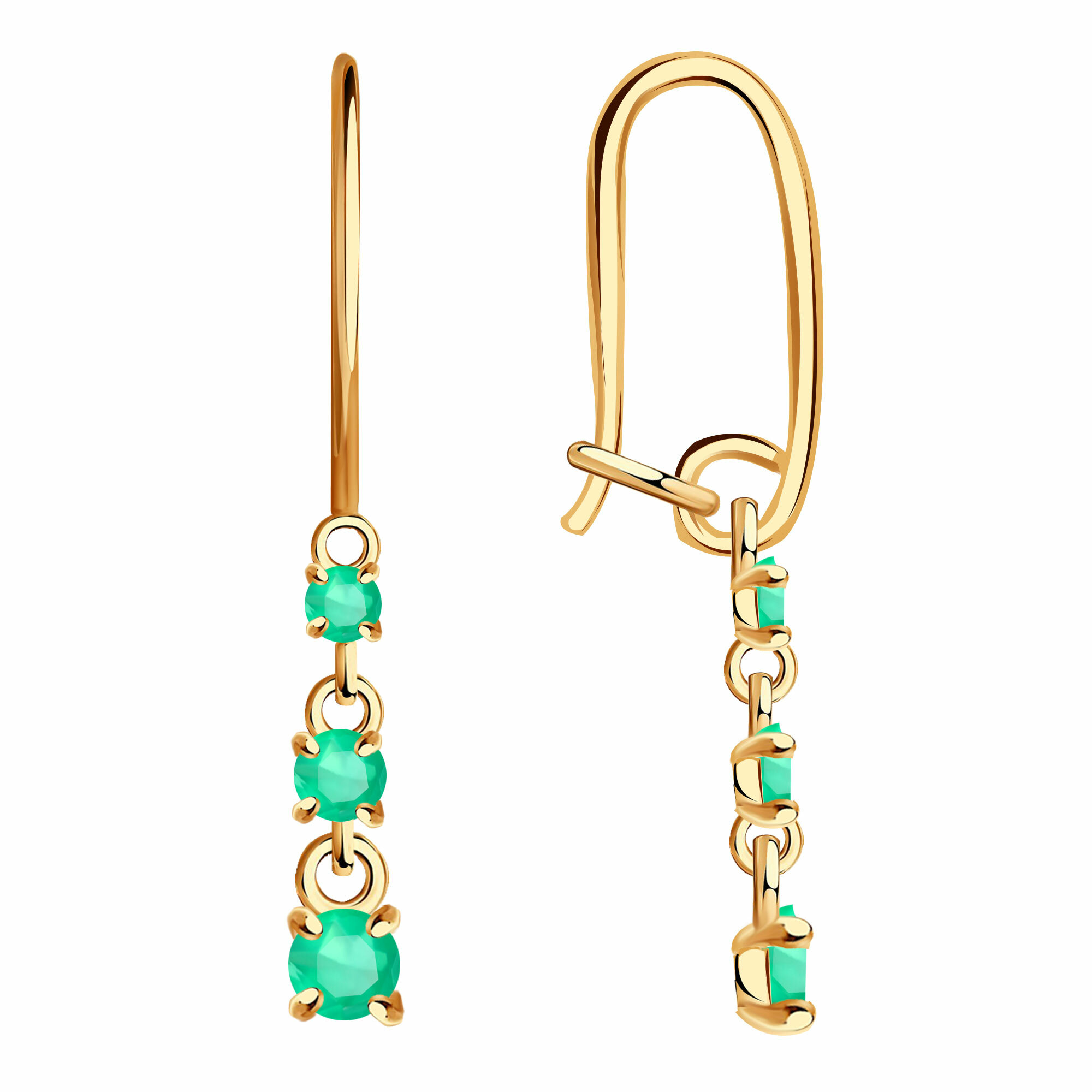 Серьги Diamant online, красное золото, 585 проба, агат