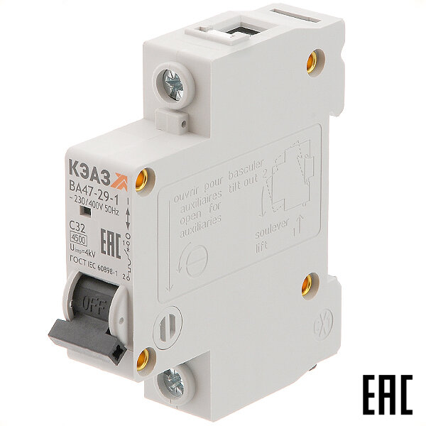 Автоматический выключатель на Din-рейку КЭАЗ ВА47-29-1C32 32А/1п/ 4,5кА 141556 (3 шт. в комплекте)