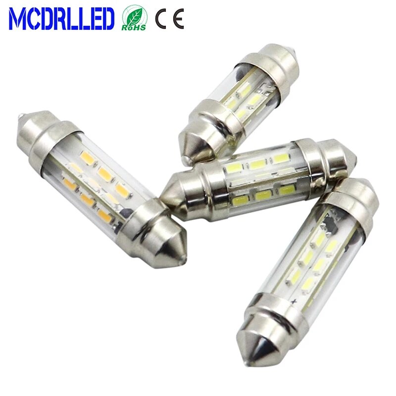 Mcdrlled Festoon 6V 12V 24V C5w C10w автомобильная лампа для чтения фотолодки, лампа для багажника 1,5 W, белая 36 мм 39 мм 42 мм автомобильные лампы