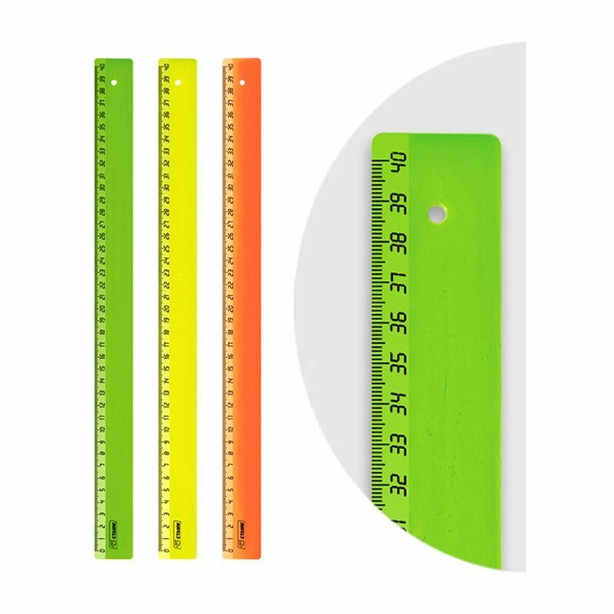 Линейка 40см Стамм Neon, непрозрачная неоновая (ЛН51), 20шт.
