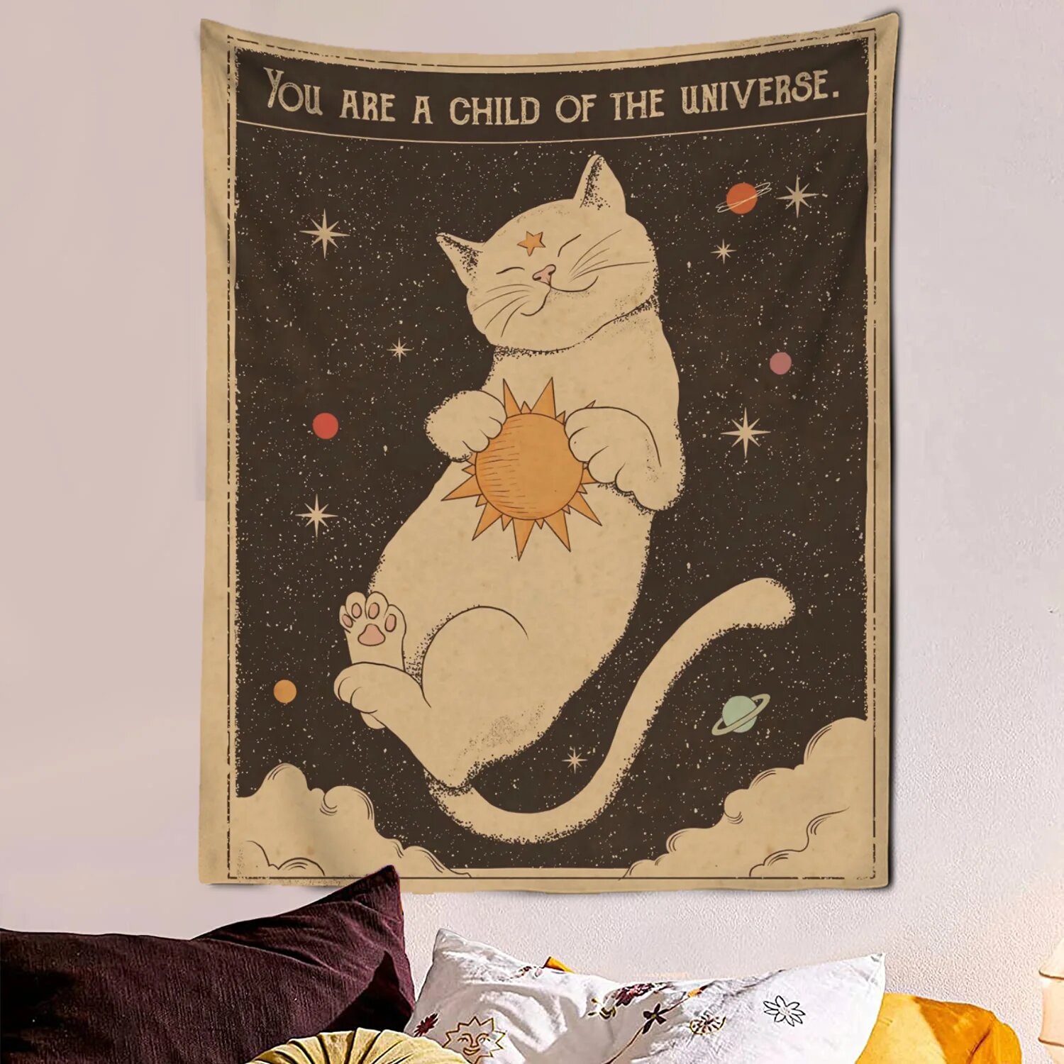 Kawaii Comics Dream Cat Card Гобелен 100% полиэстер Белый, 95x70cm, gt1124-6