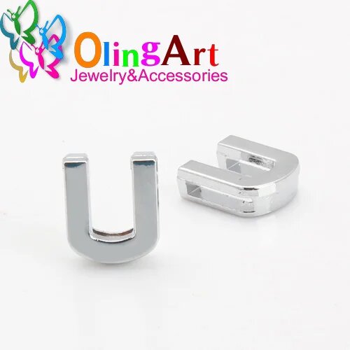 Серебряные буквы "U" для украшений, 10 шт