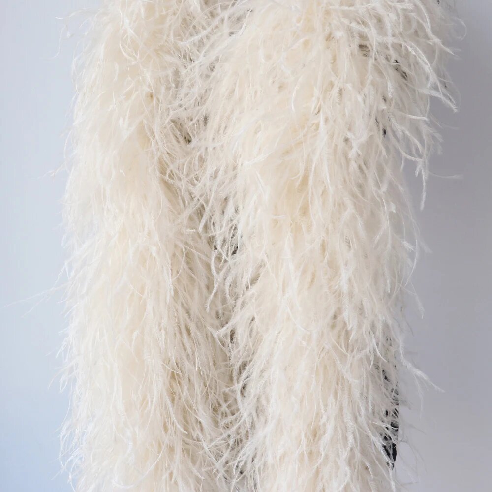 Боа из страусиных перьев WZBDECOR 1Meter 6 PLY, Бежевый