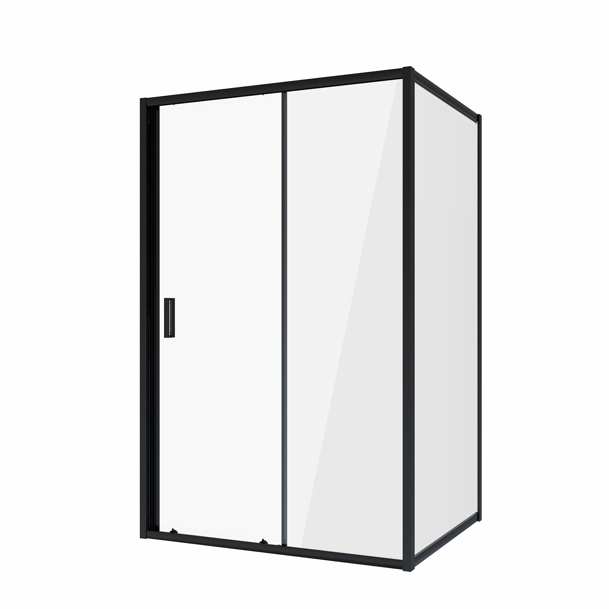 Душевое ограждение Niagara Nova NG-82-12AB-A90B (120х90х195) прямоугольник, черный, дверь раздвижная, стекло прозрачное,2 места