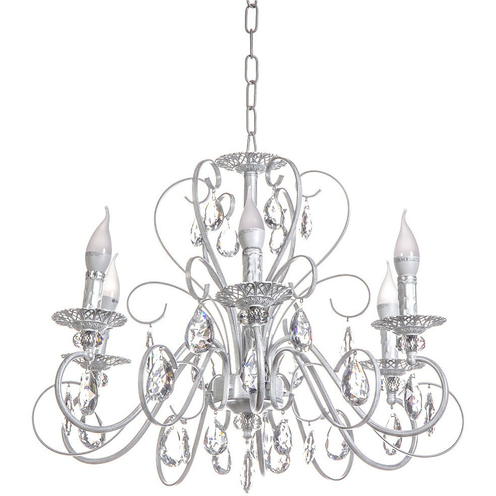 Люстра КНР подвесная в стиле барокко "Arte" 6х40 Вт, Е14, белый мрамор