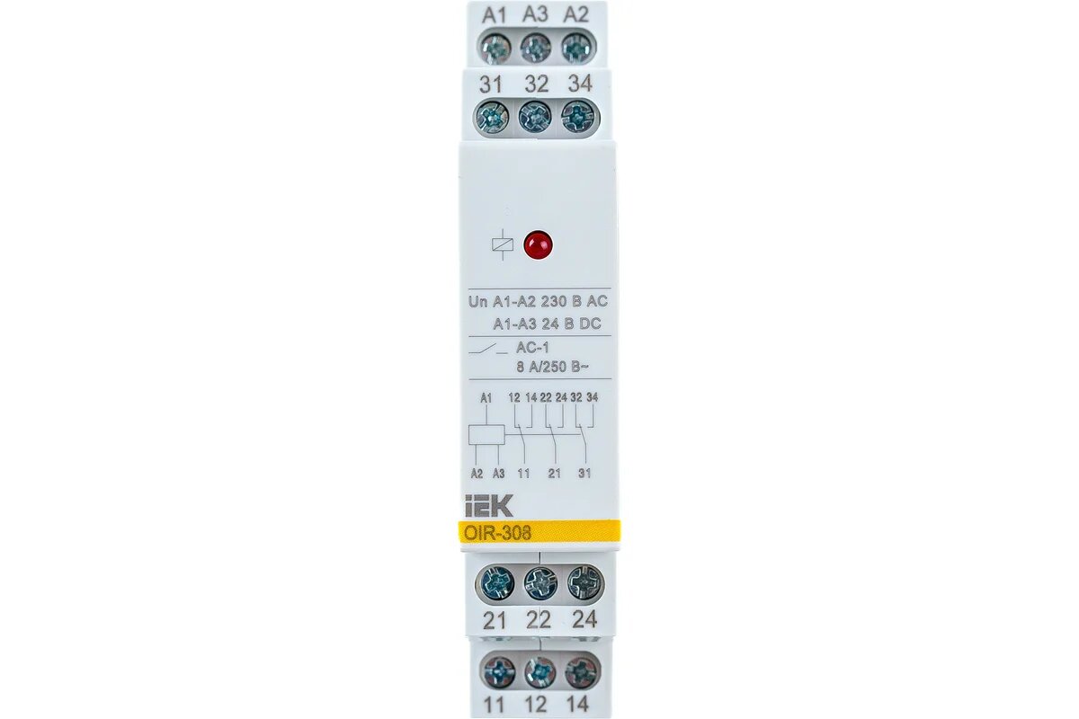 Промежуточное реле IEK OIR‑308 3 контакта 8А 230В AC