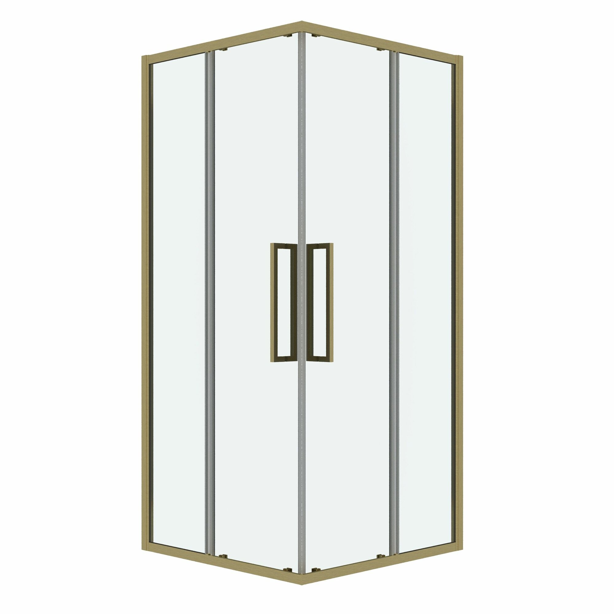 Душевое ограждение Grossman Cosmo 300. K33.02.9090.32.00 (90х90х195) квадрат, раздвижная, золото сатин, стекло прозрачное, 1 место