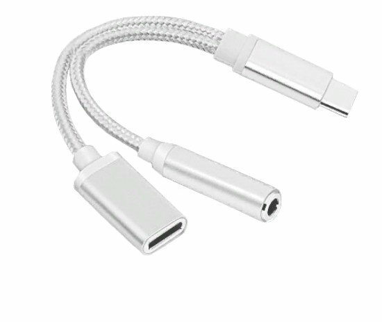 Переходник USB Type-C 3.1 - 3,5 Jack/USB Type-C (зарядка), 0,15 м (шт/гн), серебряный, Атом