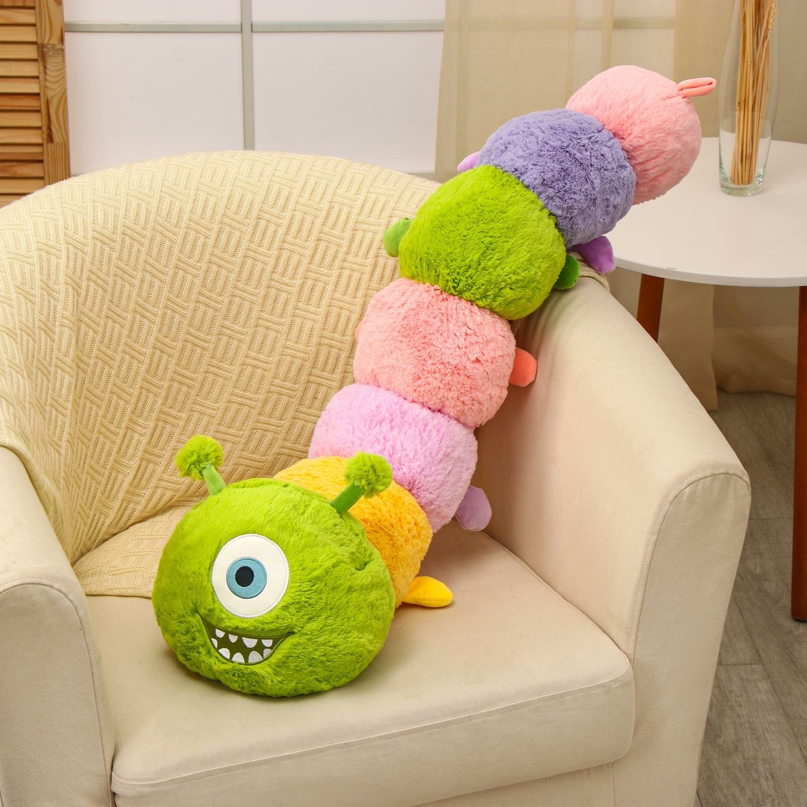 Мягкая игрушка-подушка Сима-ленд "Гусеница", размер 100 см, разноцветный