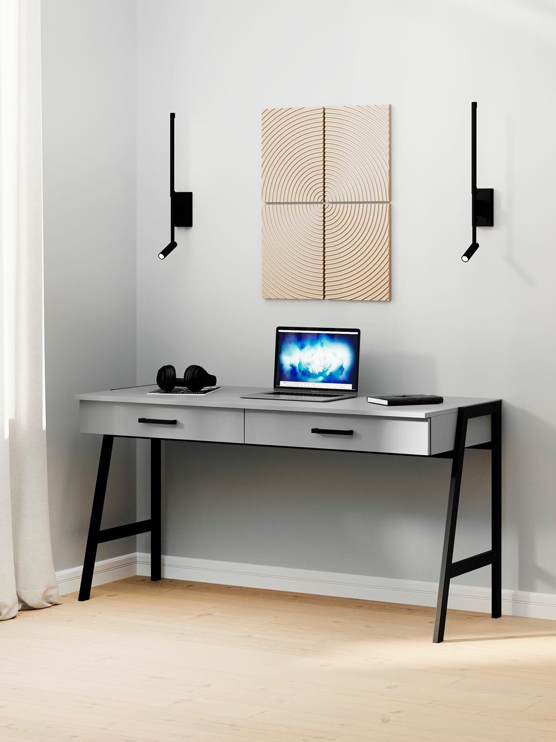 Стол 140 см с регулировкой высоты компьютерный, письменный Курс, 140х60, Вулканический серый