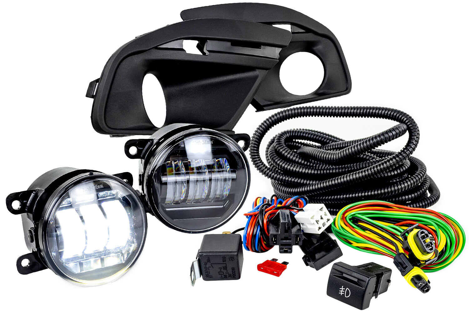 Комплект подключения ПТФ ML с противотуманными фарами Sal-Man 65W на Лада Гранта FL