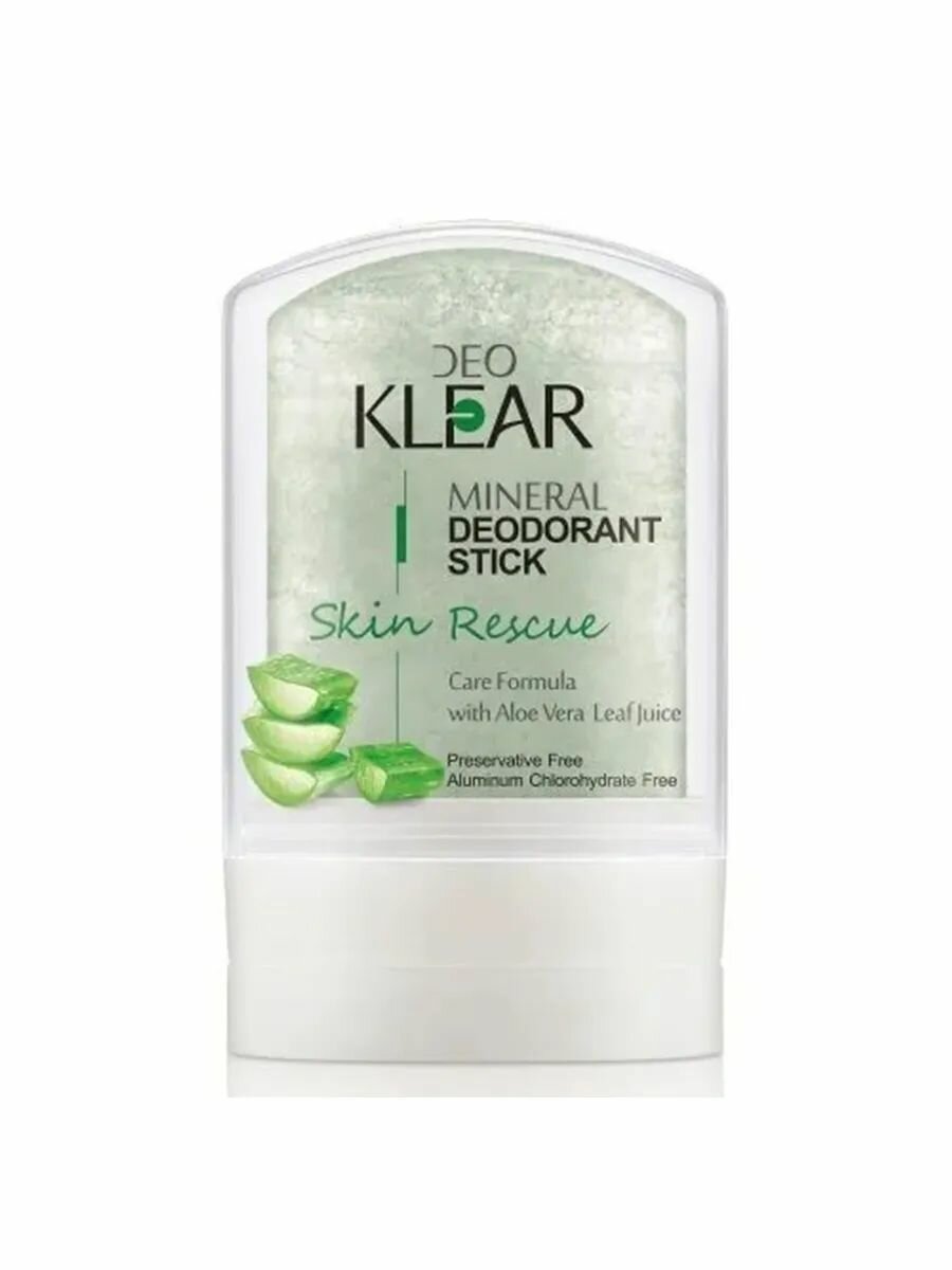 DeoKlear Минеральный дезодорант-кристалл Skin Rescue с экстрактом Алоэ Вера, стик 60 г