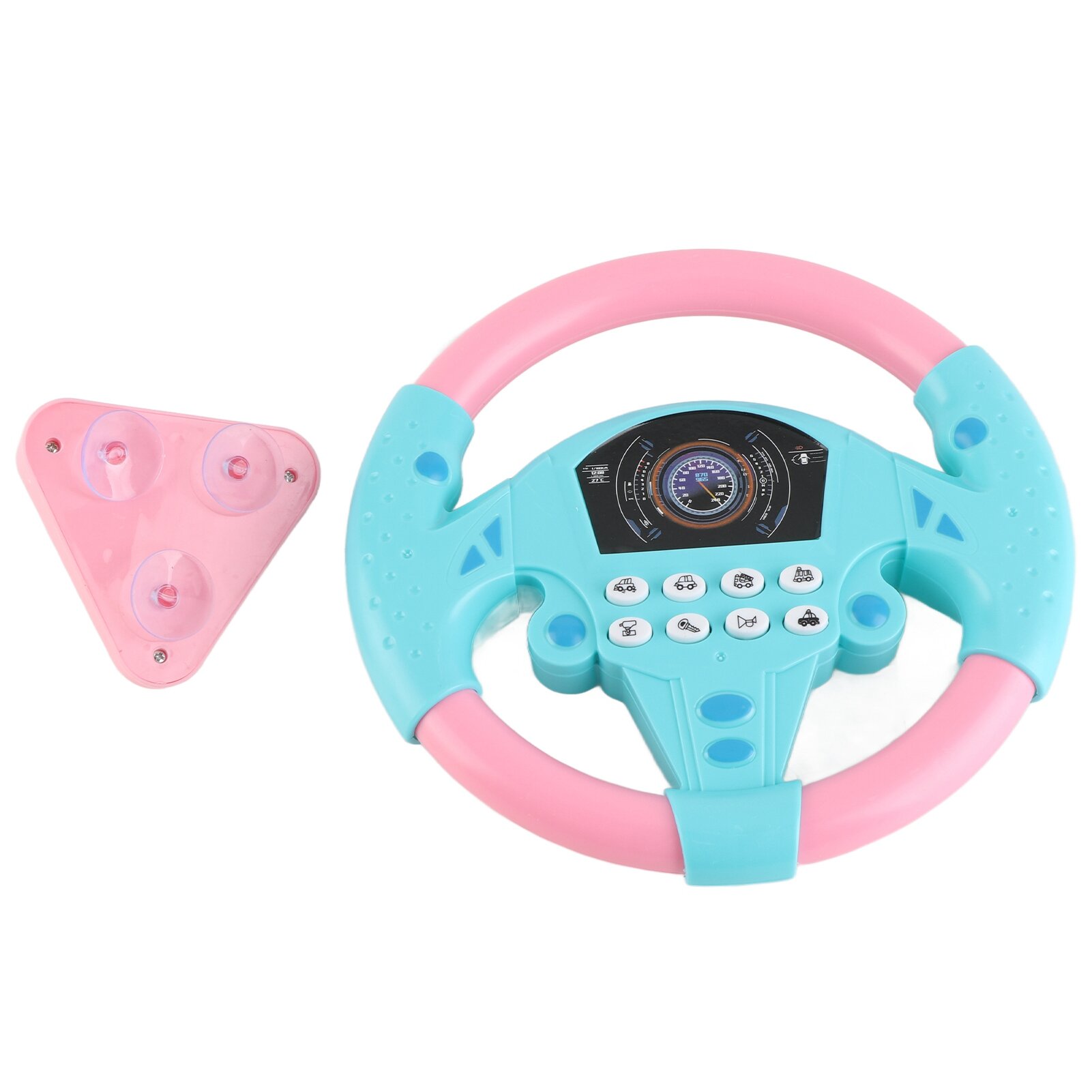 Детский образовательный второй пилот, музыкальная детская интеллектуальная игрушка на руле (розовый синий)