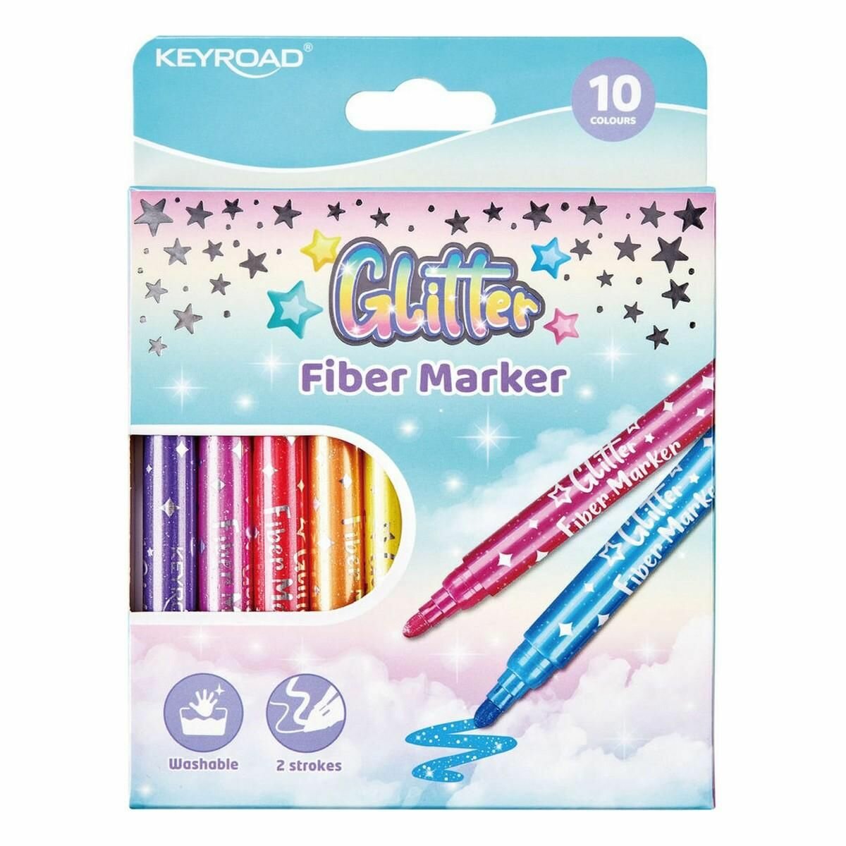Фломастеры Keyroad 10 цветов, "Glitter", картонная упаковка (KR972742)