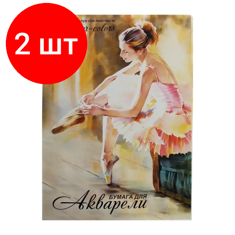 Комплект 2 штук, Папка для акварели Балет А2 420х594мм, 200г/м2 20л ПА2/20