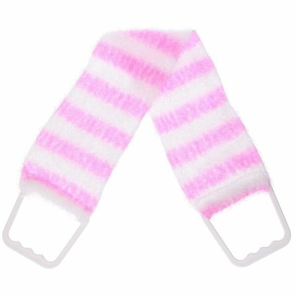 Мочалка КНР для тела "Peeling" жесткая, пластиковые ручки, цвет розовый, 60х11 см