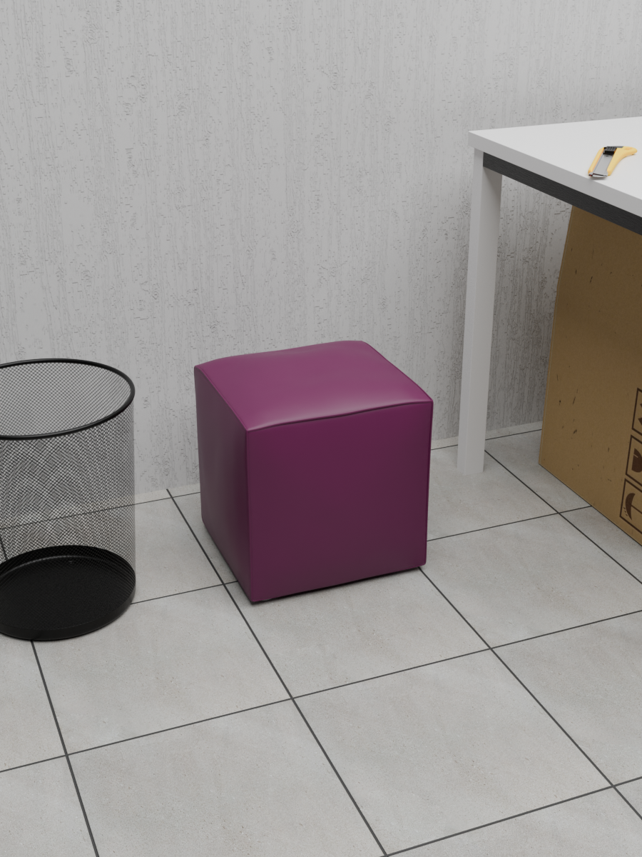 Пуфик для примерочной для пвз и прихожей, фиолетового цвета, экокожа