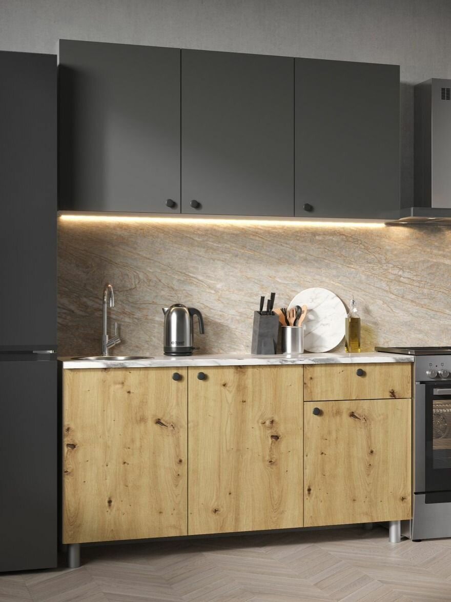 Кухня DEMI 150 Серый графит/Дуб Артизан