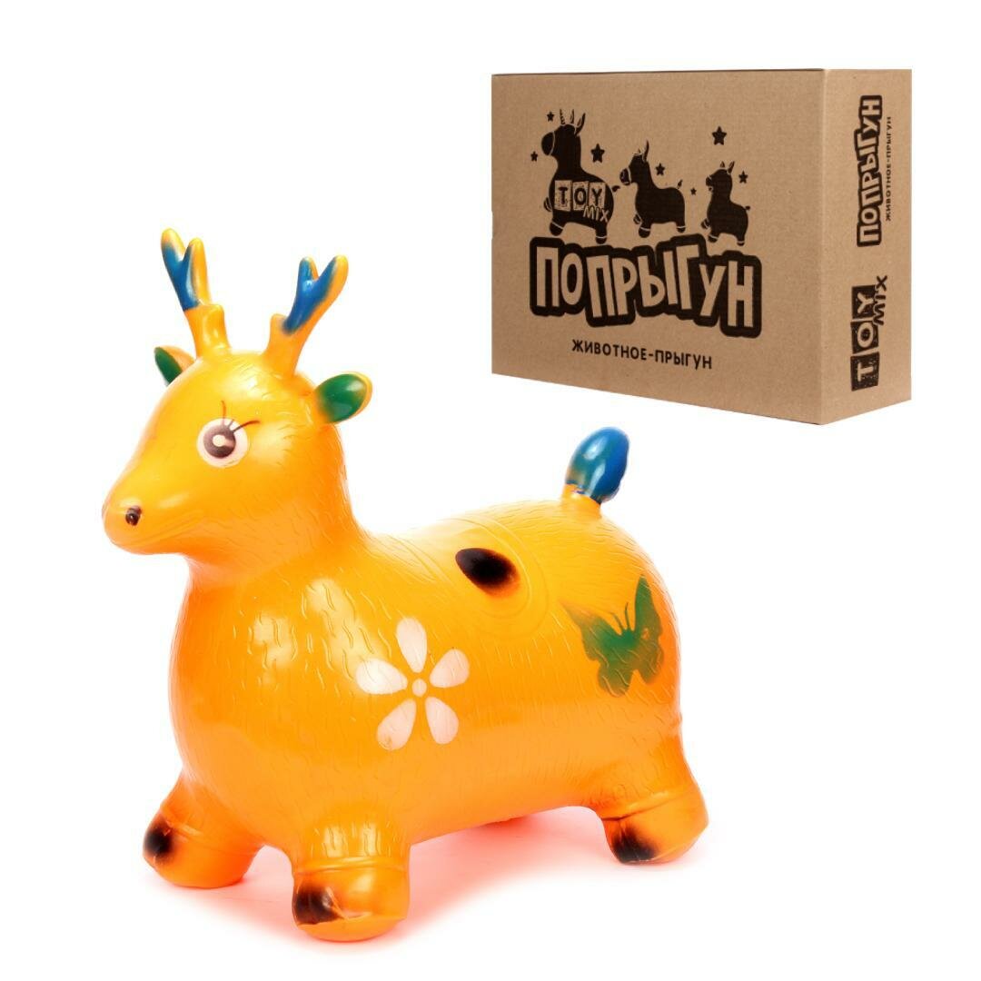 Мяч-попрыгун «RT-07» в форме оленя, 50х29 см, ПВХ, оранжевый с рисунком, для развития моторики