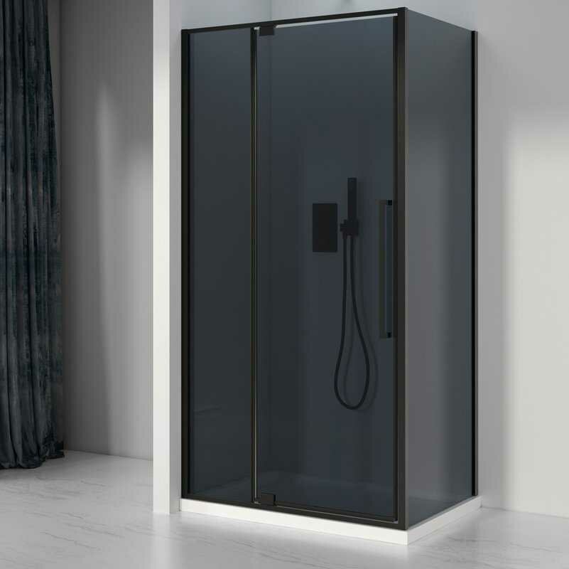 Душевой уголок Black&White Stellar Wind S818 BG 100х80, профиль черный, стекло тонированное