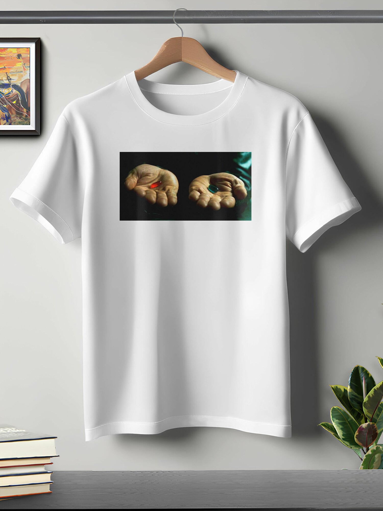 Футболка ONEQ унисекс 40-42 (XXS) размер с принтом Матрица, белая