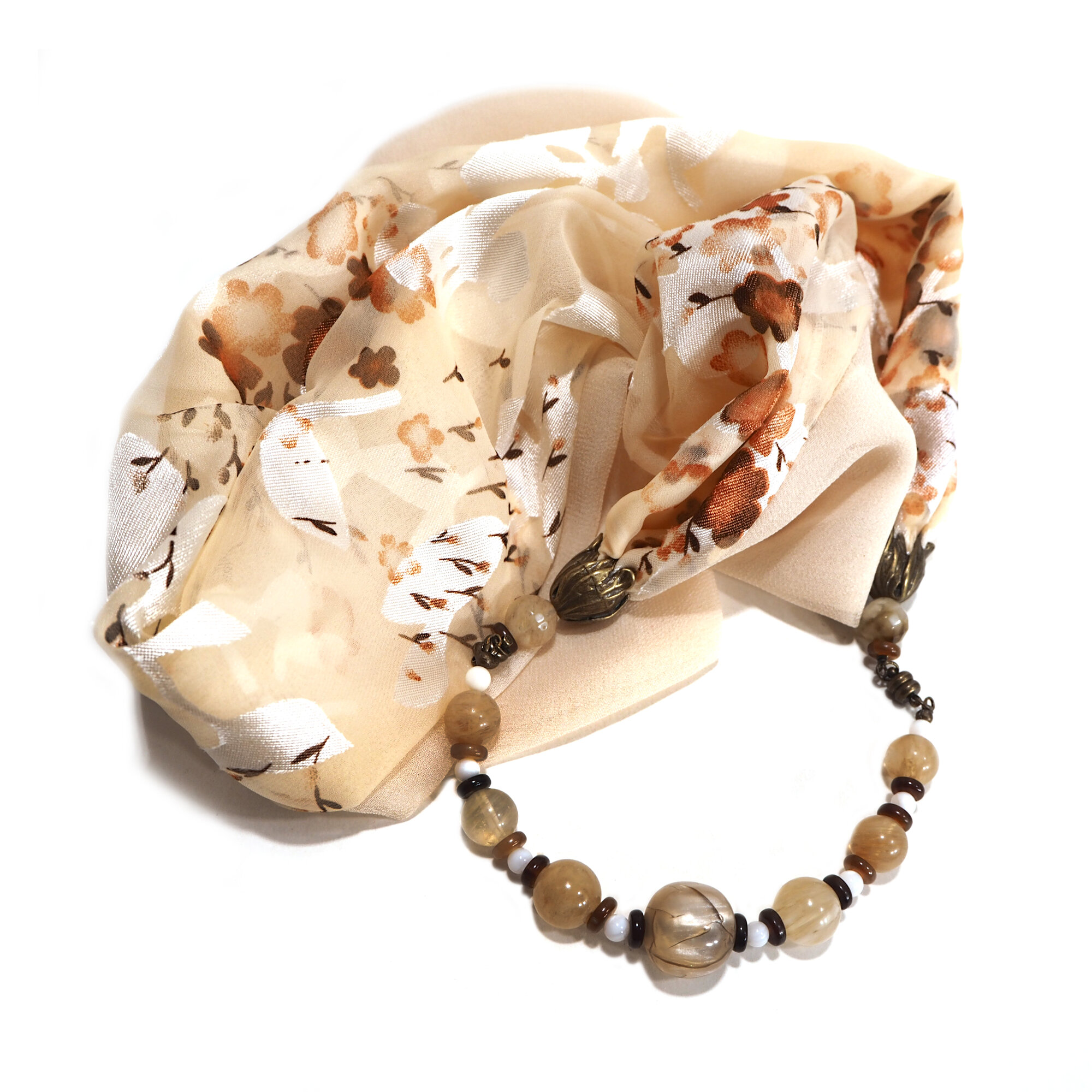 Колье, коралл, кварц