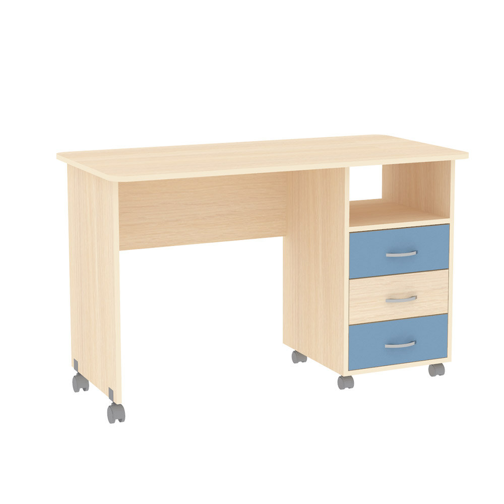 Стол Л-03 Дуб Молочный Светло Синий/Голубой