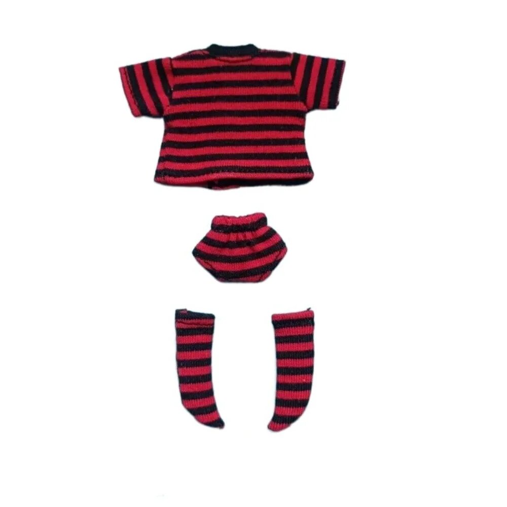 Хлопковая футболка для куклы OB11 Красный, Red Black