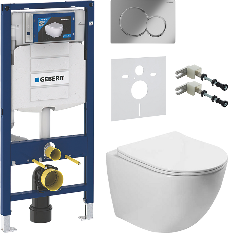 Комплект Унитаз подвесной Vincea Globo VT1-14S белый + Крепления Geberit Duofix 111.815.00.1 к стене + Звукоизоляция + Инсталляция UP 320 111.300.00.5 + Кнопка Sigma 01 115.770.21.5 хром