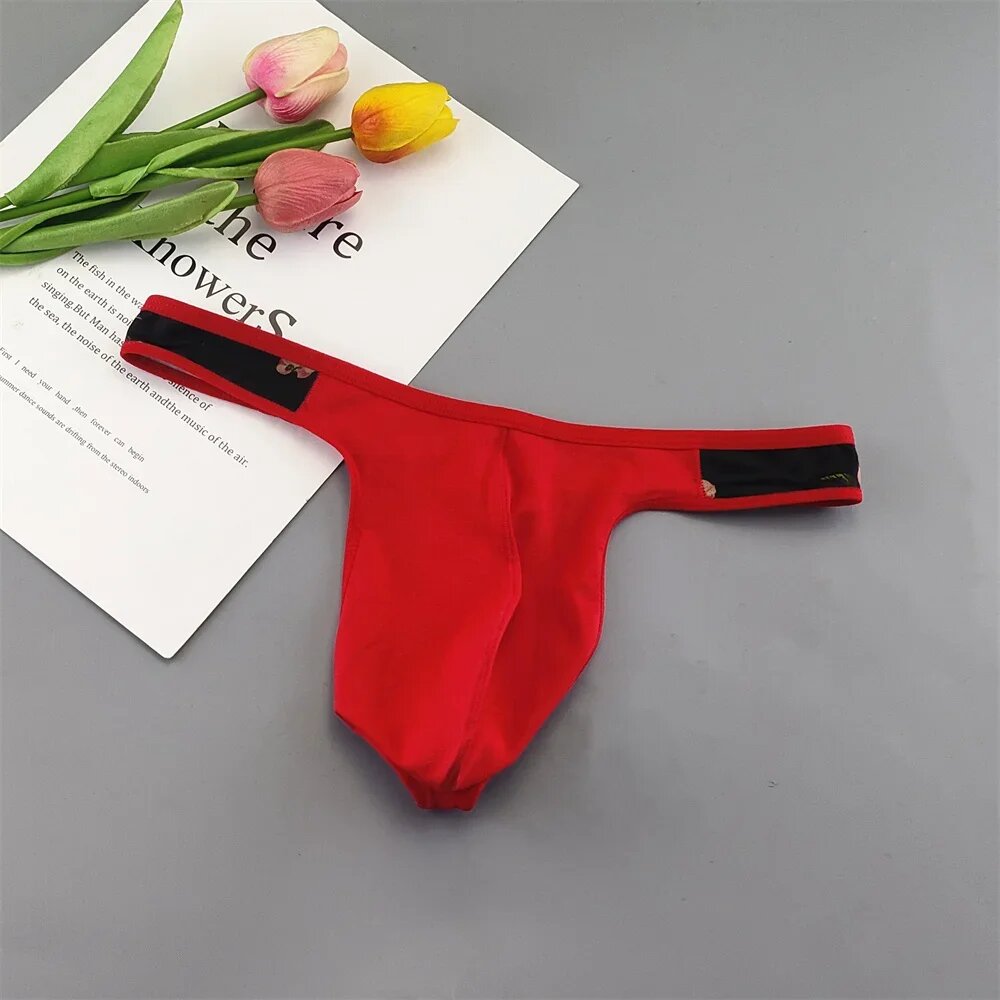 Мужские спортивные стринги из хлопка Sexy Bugle Pouch Красный, М, Floral Red