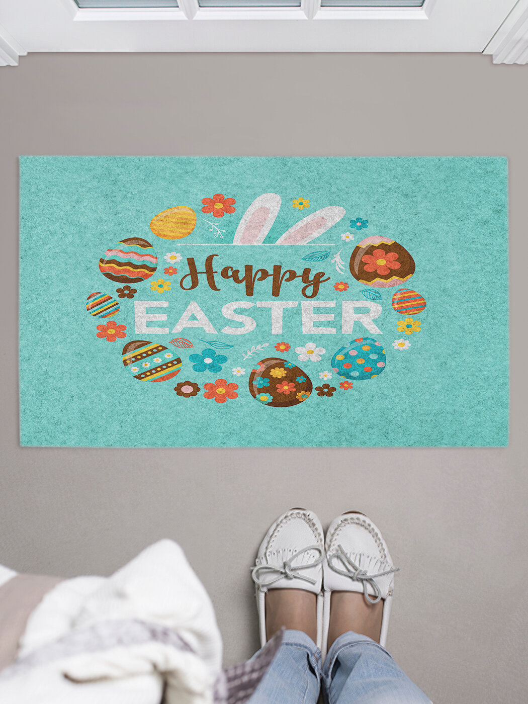 Коврик придверный в прихожую с принтом "Яйца для Пасхи" 45 на 75 см , JoyArty