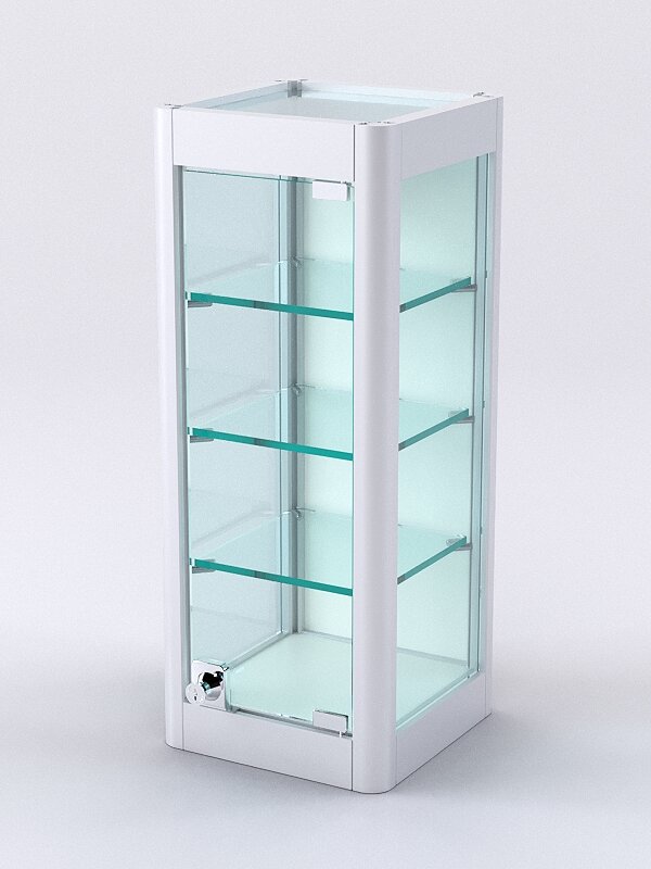 Витрина из профиля настольная "вайб" №6-3П-ДСП-200 (задняя стенка ДСП), Белый