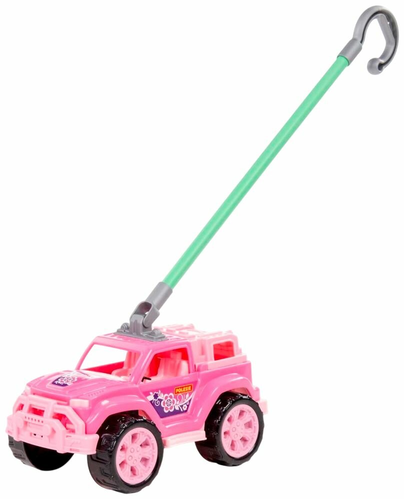 Детская каталка "Легионер" с ручкой, развивающая игрушка для малышей, машинка-каталка для дома и улицы, цвет розовый