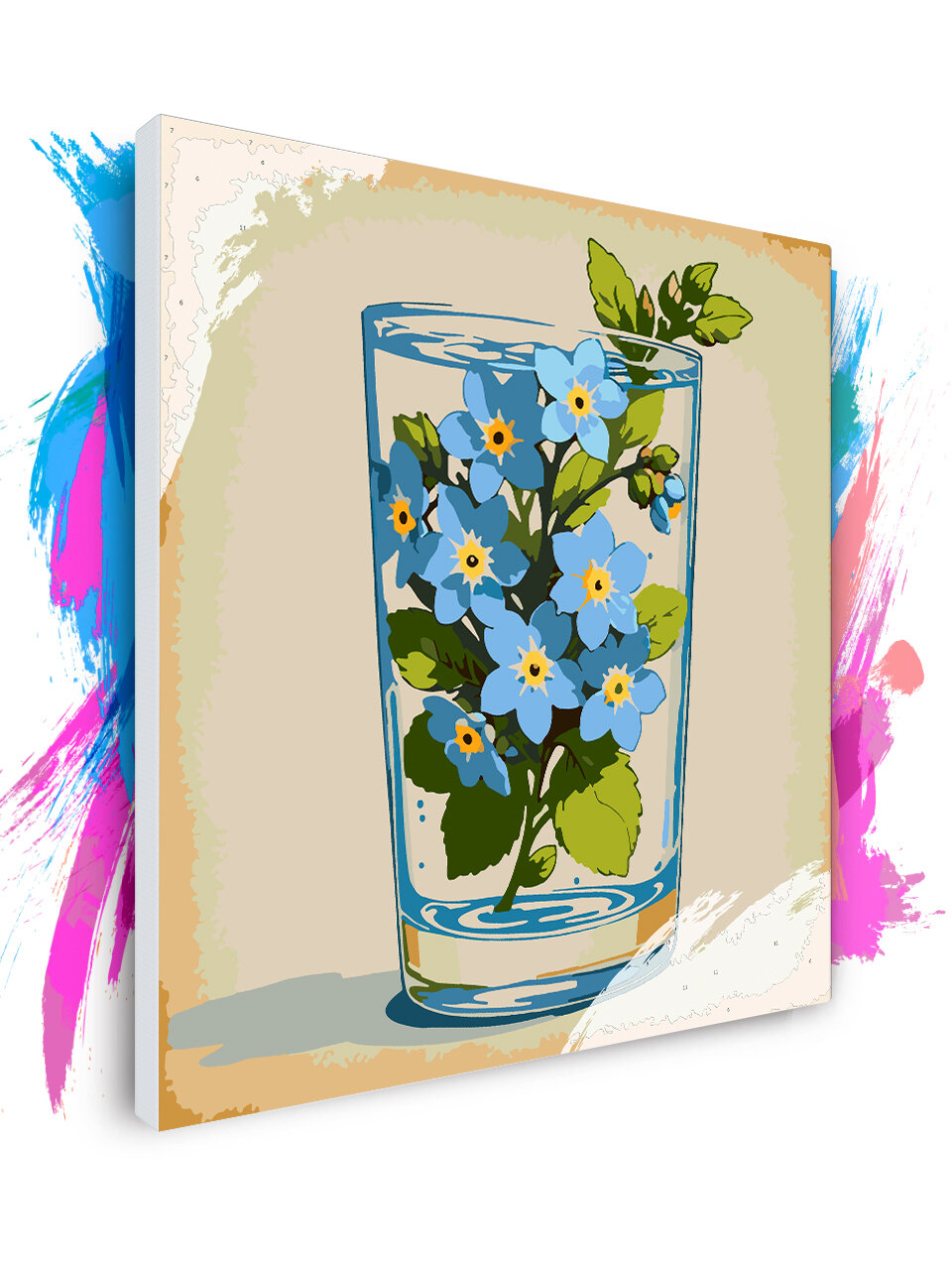 Картина по номерам на холсте Незабудки в стакане, 40 х 40 см