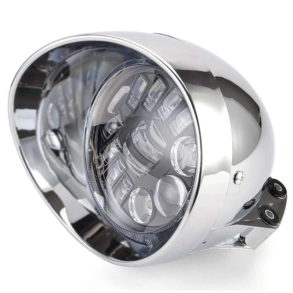 Светодиодные 5,75-дюймовые фары для мотоцикла, хромированные противотуманные фары для мотоцикла, лампа для фар HI & Lo DRL, указатели поворота, запасные части для мотоциклов, освещение серебристый