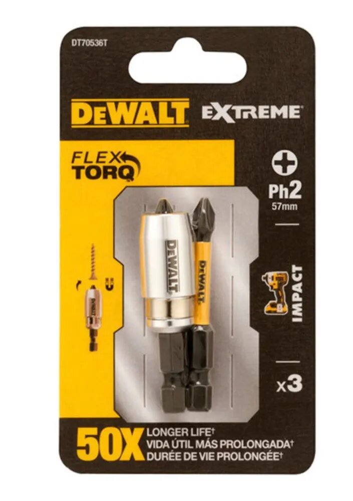 Биты DeWalt DT70536T, PH2, 50 мм, c магнитным держателем MAGNETIC SCREW LOCK