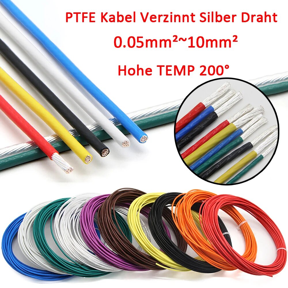Высокотемпературный луженный серебряный многожильный кабель из птфэ 0,05-10 мм² Sq 0.05mm, Purple