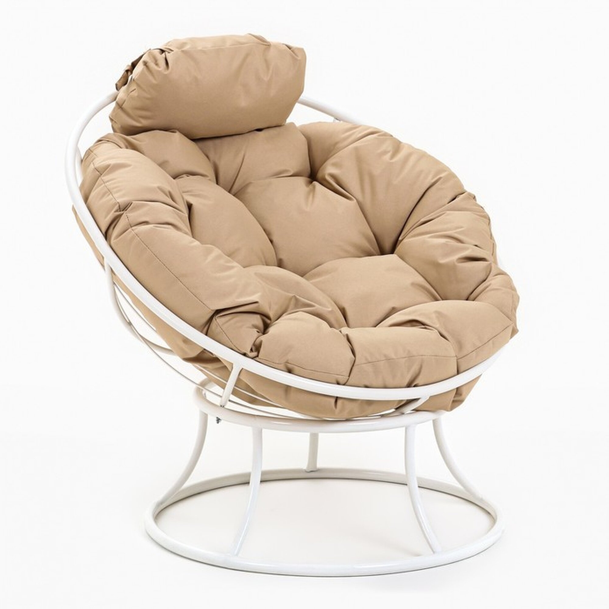 Кресло садовое «Папасан», 81×68×77 см, с бежевой подушкой, белое