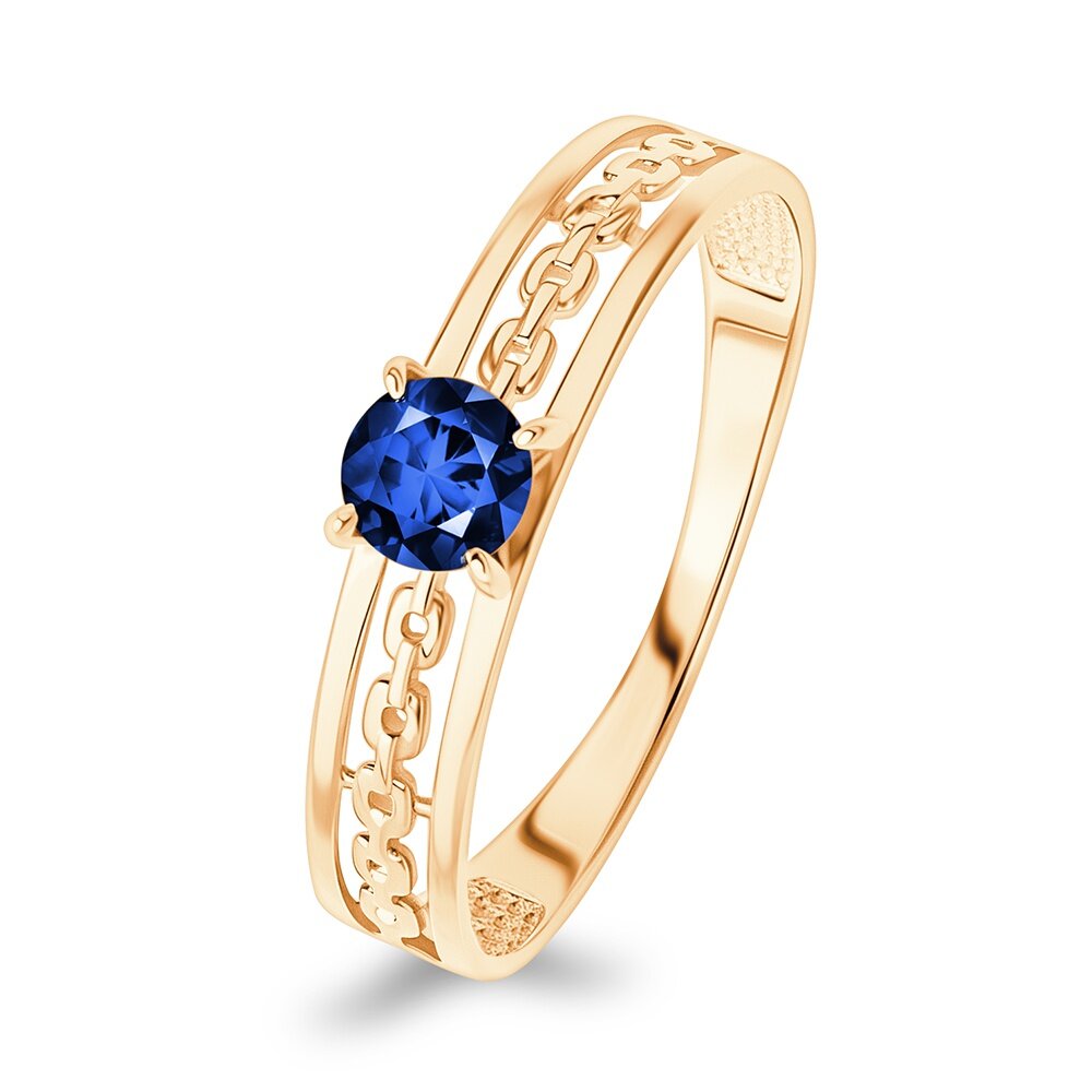 Кольцо, красное золото, 375 проба, сапфир синтетический