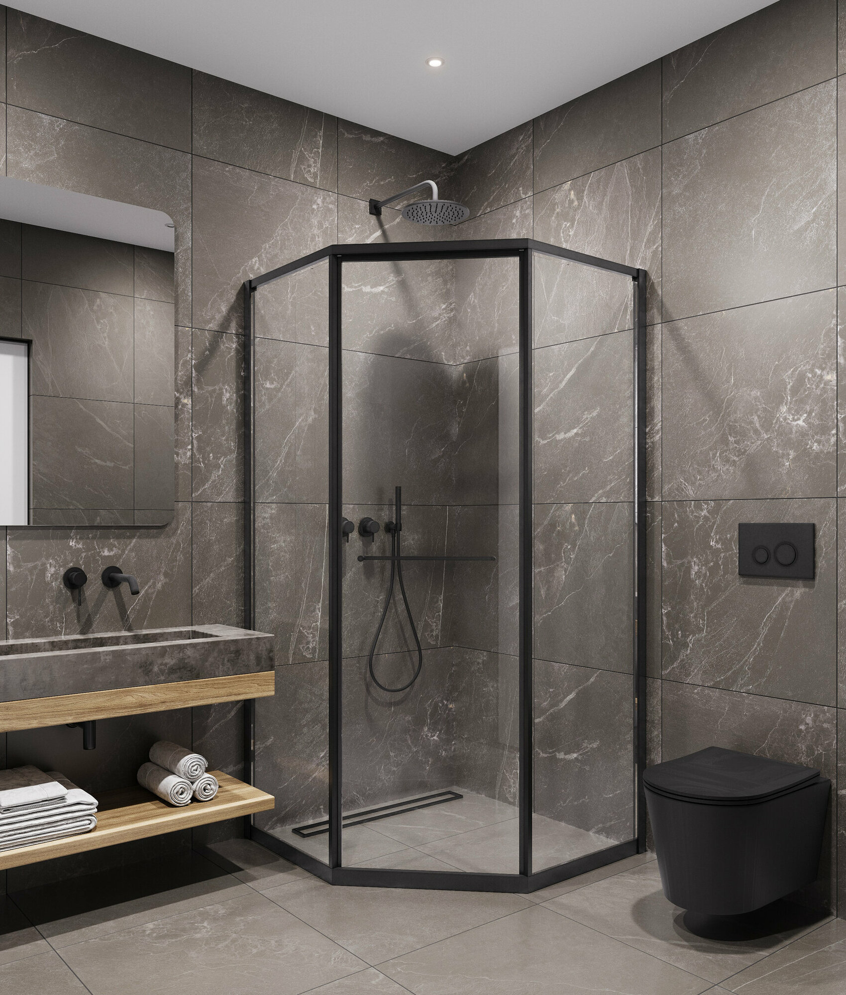 Душевой уголок Timo T35R 100х100 TTSS-100/03C-8R стекло прозрачное, профиль черный