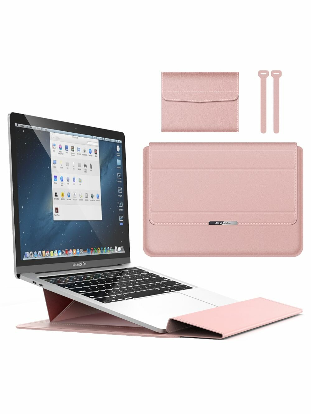 Чехол трансформер для MacBook 15 / 16 Hand Support Stand розовый