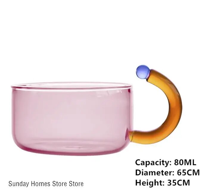 Цветной стеклянный чайник с фильтром PINK cup