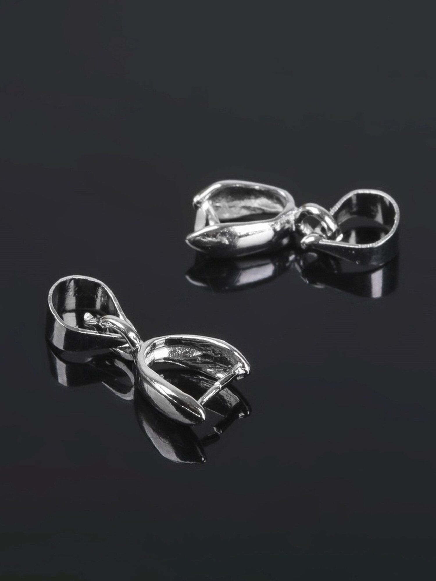 Держатель для кулона Queen Fair, 14x6 мм, набор 5 шт, цвет серебро