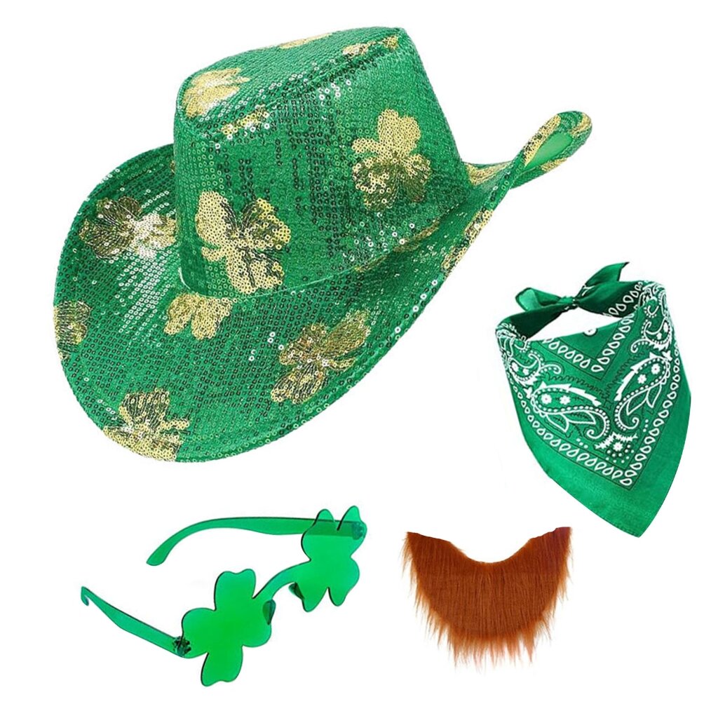 3pcs осветите день ковбойской шляпы на день патрика